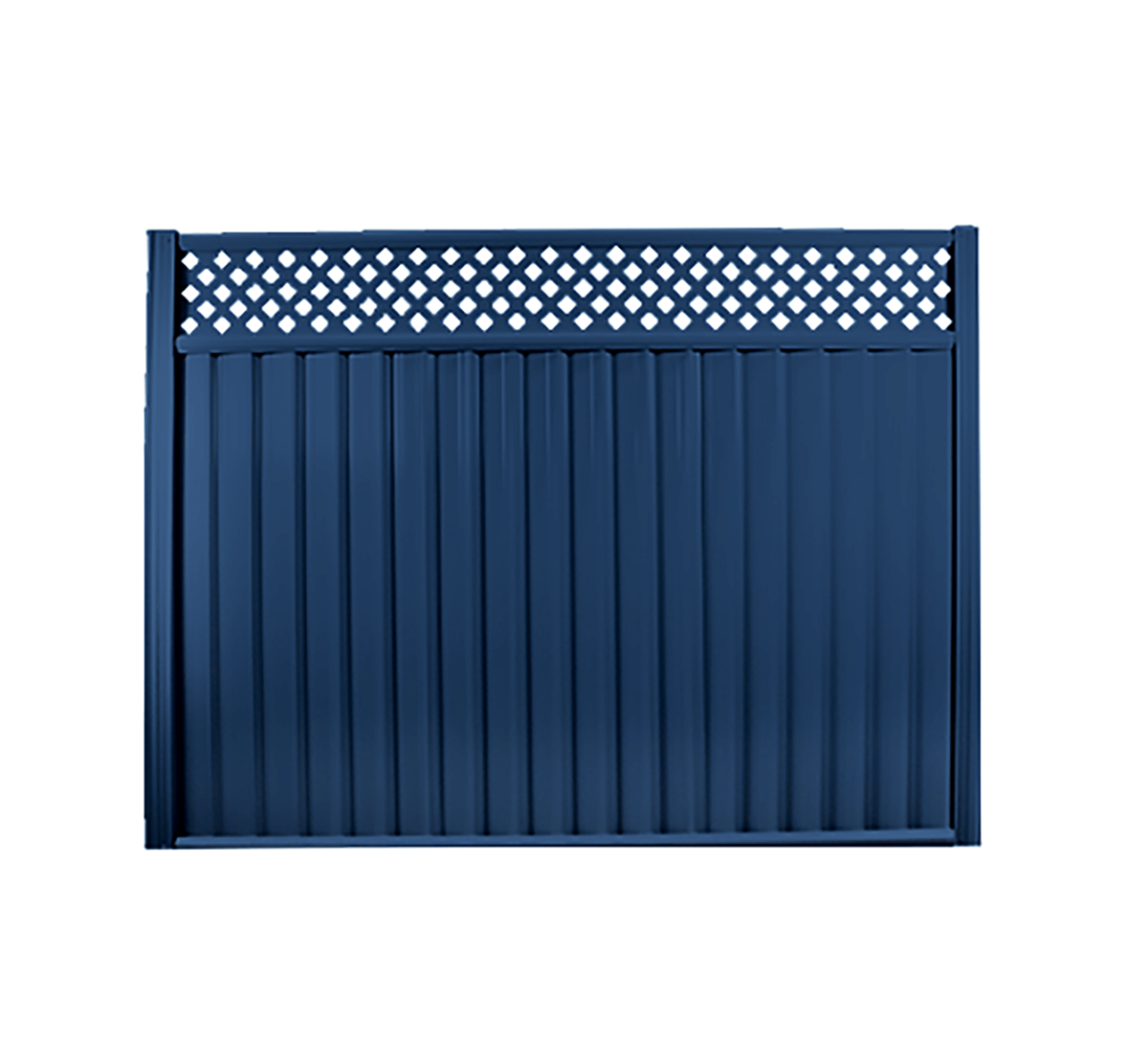 Blue Metal Fence with Trellis & Flat Caps | ColourFence