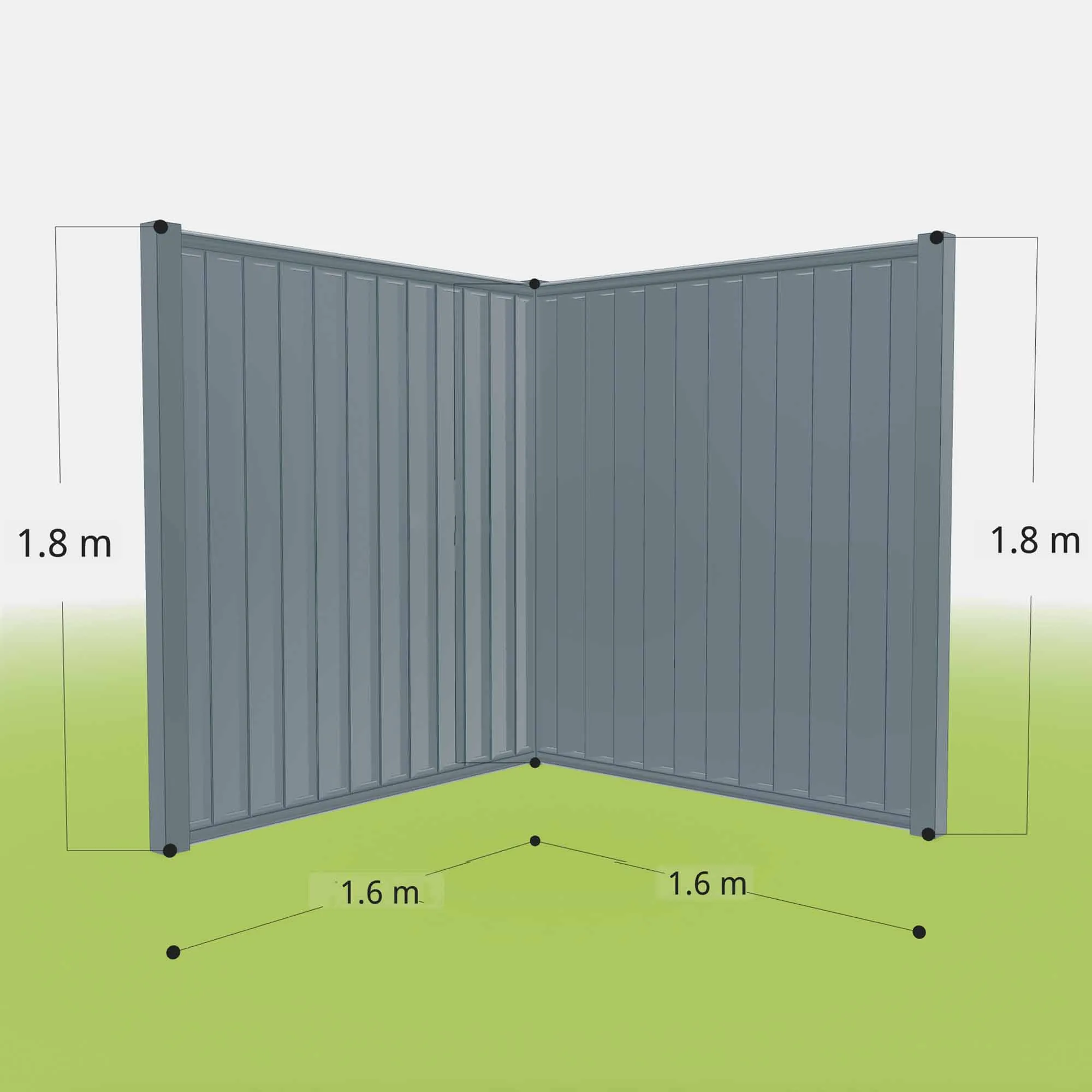 Grey Standard Metal Fence with Flat Caps | ColourFence