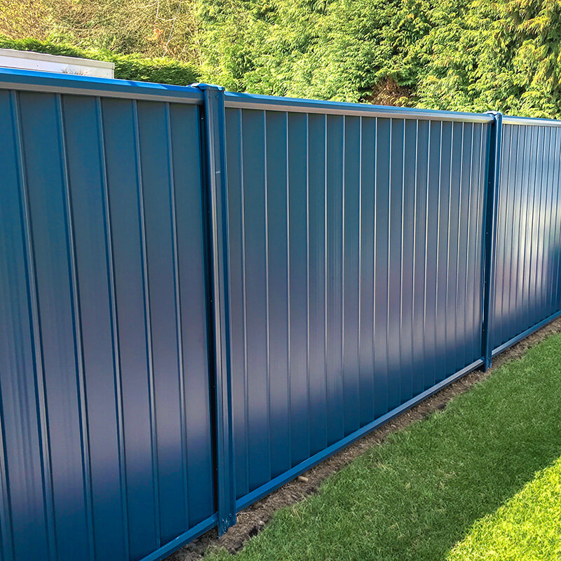 ColourFence Plain Blue Fence with Flat Caps | ColourFence