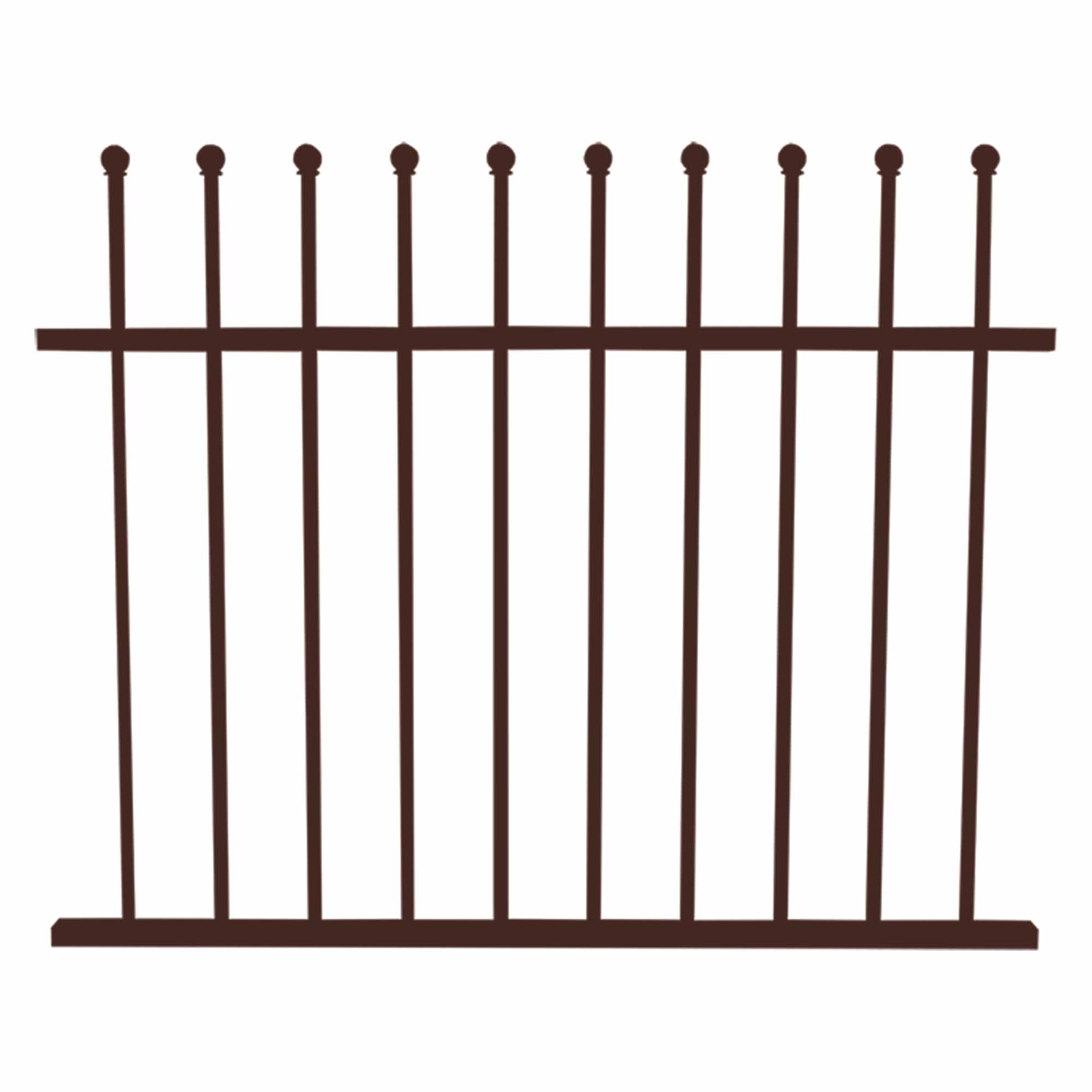 Brown Metal Garden Railing with Ball Tops | ColourFence