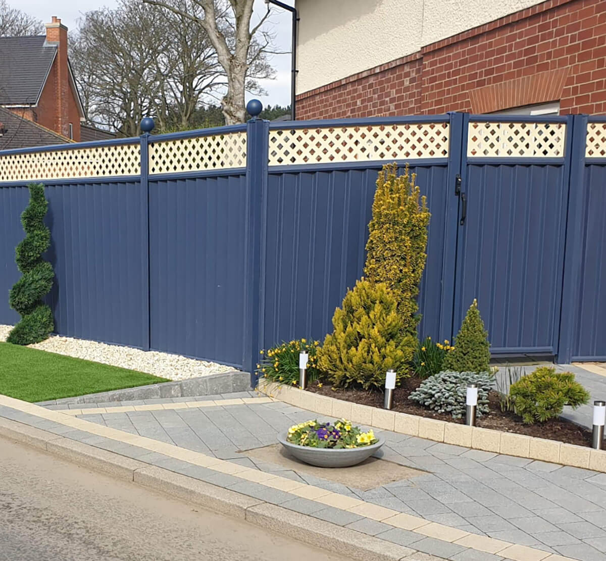 Square Post Ball Caps in Blue | ColourFence